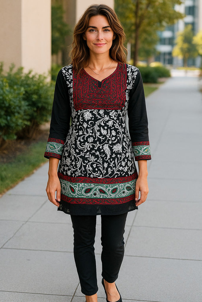Tunic for Women 100% Cotton Printed tops 3/4 Sleeves Kurti – 1920 ...