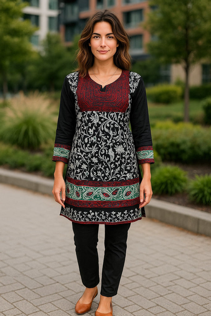 Tunic for Women 100% Cotton Printed tops 3/4 Sleeves Kurti – 1920 ...
